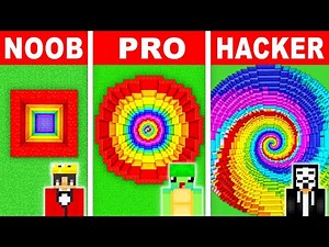 NOOB vs PRO: SECRET RAINBOW TUNNEL HOUSE Build Challenge in Minecraft!