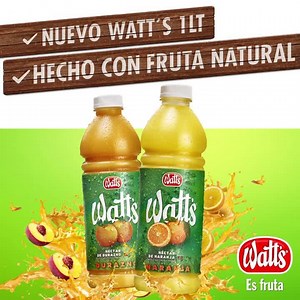 En el momento justo, la cantidad ideal. Elegí el nuevo Watt's 1L para levantar cualquier situación de la mano de un sabor inigualable. Watt’s es fruta. 🍑🍊 | Watt's