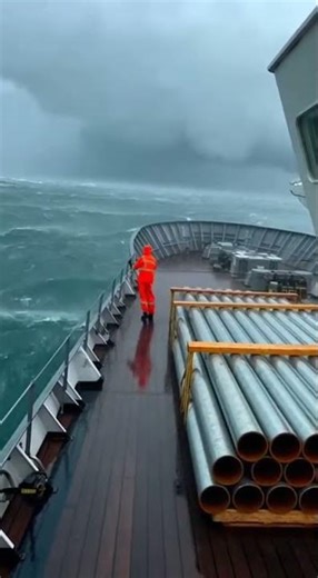 Heavy winds test ship stability in fierce ocean storm #northsea #weather #marine
