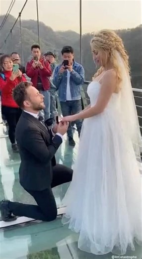 💔 She Said “Yes” — Then the Glass Bridge Broke Beneath Her!