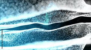 Blue abstract 3D spherical structure formed by illuminated particles in organic motion. Abstract science, technology and engineering motion background. Depth of field settings. 3D rendering.