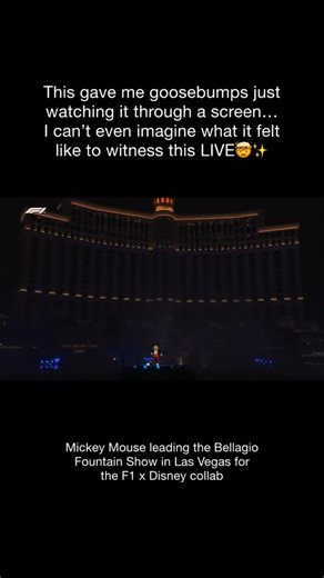 410K views · 1.6K reactions | Mickey Mouse leading the Bellagio Fountain Show in Las Vegas This gave me goosebumps just watching it through a screen… I can’t even imagine what it felt like to witness this LIVE勞✨ Mickey Mouse leading the Bellagio Fountain Show in Las Vegas for the F1 x Disney collaboration?! Iconic. Legendary . . . @disney @f1lasvegas @espn #disneyf1 #formuła1 #f1lasvegas | Disney for Foodies | Facebook