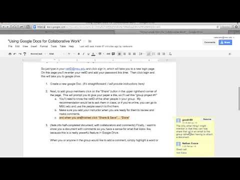 Using Google Docs for Collaborative Work