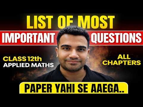 Class 12 Applied Maths | Most Important Question | Class 12 Applied Mathematics | 2026 Exams