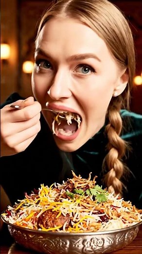 Russian asmr girl eating Biryani #aiasmr #cooking #biryani #eating #food