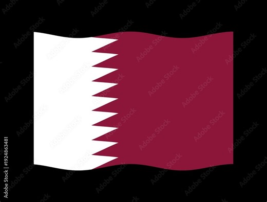 Qatar national flag waving animation with alpha channel and transparent background, realistic fabric motion for overlay, broadcast, news, diplomacy, travel and national day projects.