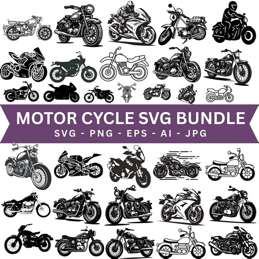 Motorcycle SVG Bundle, Classic Motorcycle Cut File for Cricut, Chopper Silhouette, Biker Clipart, Instant Digital Downloads - Etsy