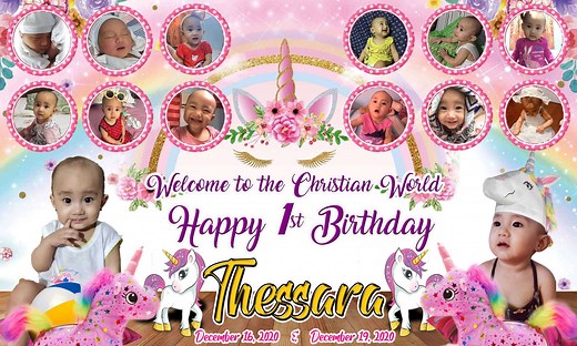 Unicorn Birthday and Christening Tarpaulin Layout PSD – | JTarp Design
