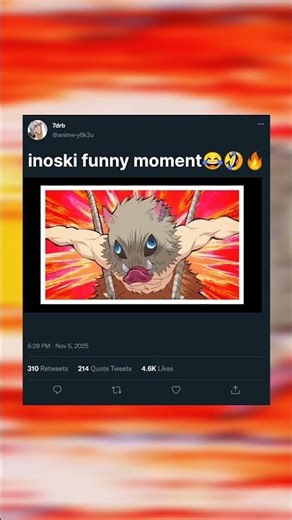 “When Inosuke Starts a Fight for No Reason 🤣🐗💥#Inosuke #DemonSlayer #KimetsuNoYaiba # dan #trending
