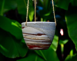 Marbled Ceramic Hanging Planter, Speckled Glaze Pot With Drainage Holes, Indoor Outdoor Hanging Planter, Modern Handmade Decor - Etsy