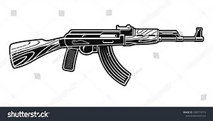 Black White Vector Illustration Ak 47 Stock Vector (Royalty Free) 1989774773 | Shutterstock