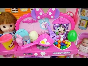Baby doll and play doh kitchen food surprise toys BabyDoli play
