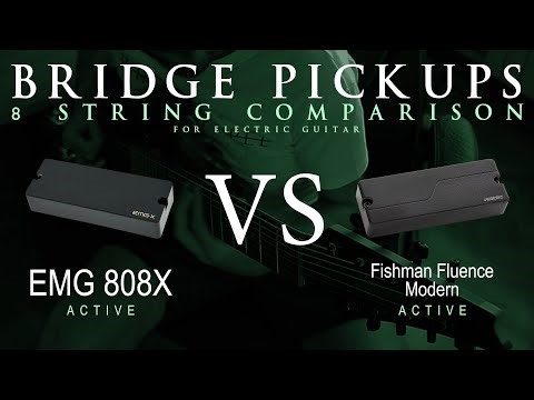 EMG 808X vs Fishman FLUENCE MODERN 8 - 8 String Bridge Guitar Pickup Comparison Tone Demo