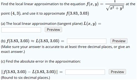 solved find the local linear approximation to the equation