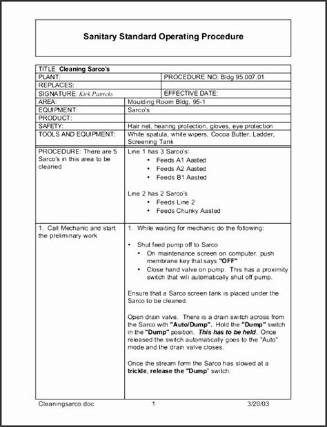 Simple Standard Operating Procedure Template Microsoft Word Template