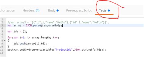 javascript postman how to add items into array and then using array elements randomly