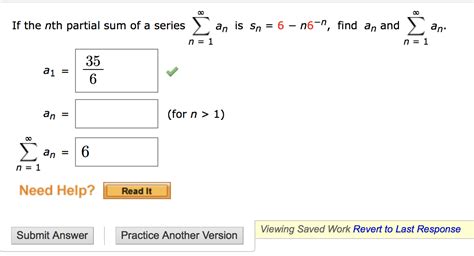 solved if the nth partial sum of a series n 1 n n 5 5