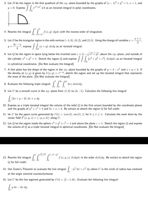 solved 3 let d be the region in the first quadrant of the