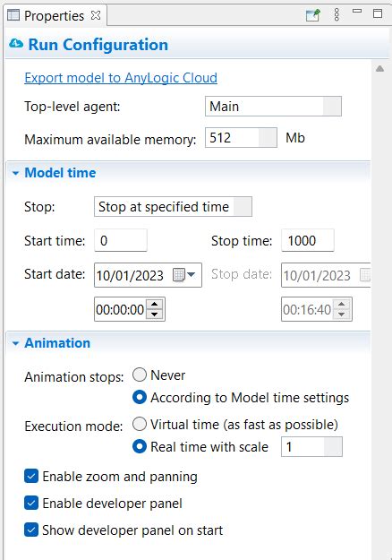 how to start a simulation with the experiment screen in anylogic cloud stack overflow