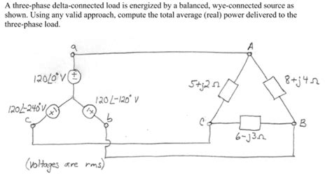 calculate total power in watts a three phase delta connected load is energized by a balanced