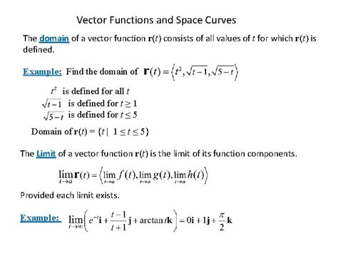 vector functions and space curves vector functions and