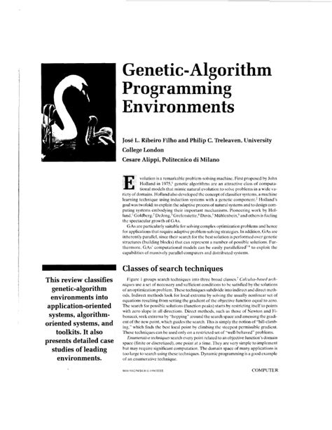 genetic algorithm programming environments