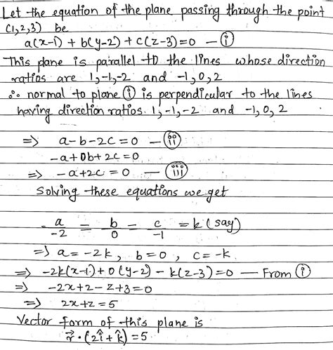 find the vector equation of a plane passing through the point 1 2 3 and parallel to the