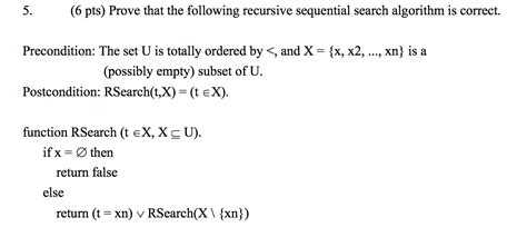 solved prove that the following recursive sequential search
