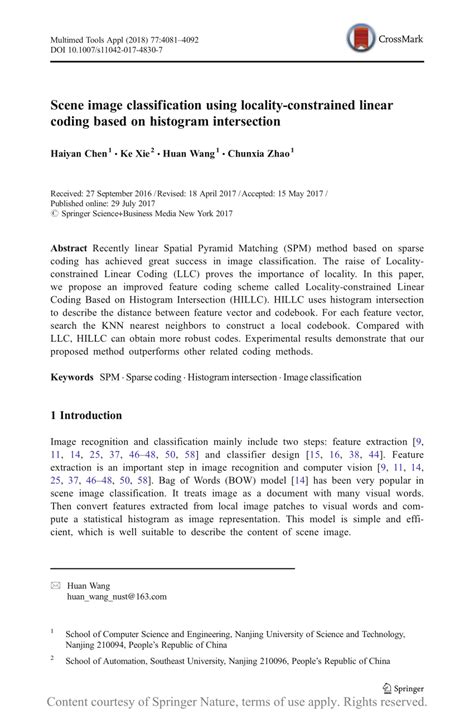 scene image classification using locality constrained linear coding based on histogram intersection