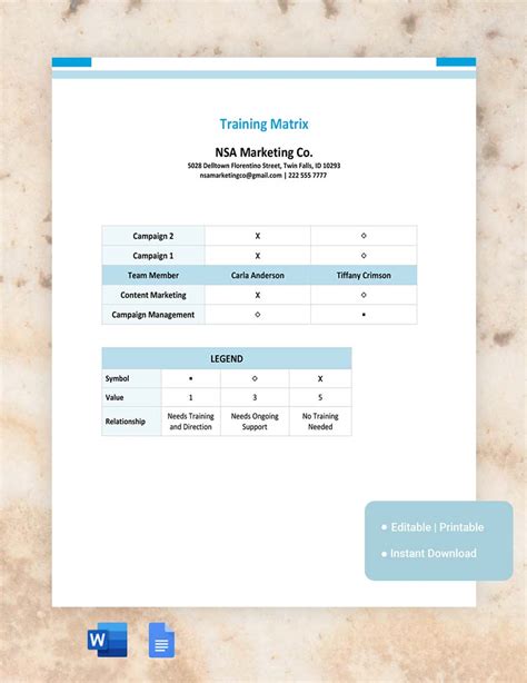 Research Matrix Template Google Docs Word Template Net