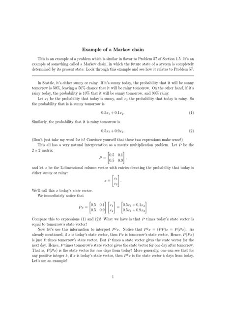 example of a markov chain pdf markov chain matrix mathematics