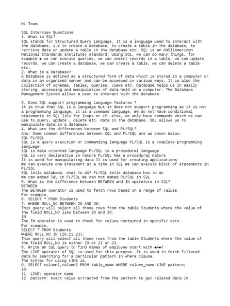 sql interview questions pdf sql pl sql