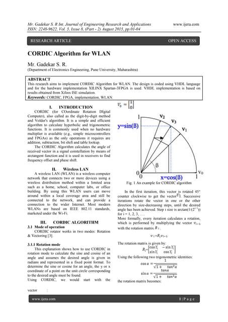 cordic algorithm for wlan pdf