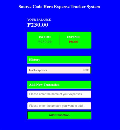 expense tracker in javascript with source code