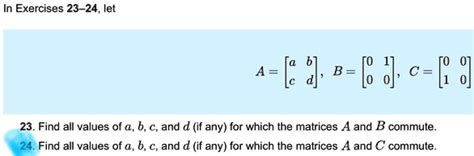 solved in exercises 23 24 a [a] b c find all values of a b â‚¬ and d if any