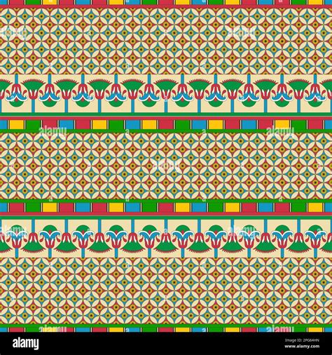Ancient Egyptian Traditional Background Vector Seamless Pattern Stock
