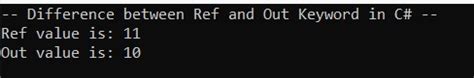 Difference Between Ref And Out Keywords In C