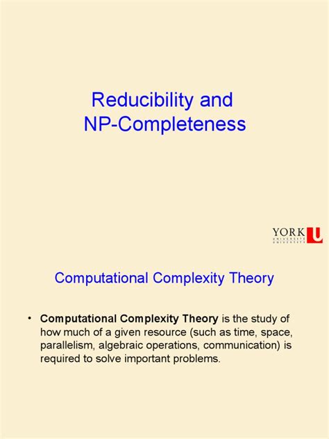 np completeness and reducibility pdf computational complexity theory time complexity