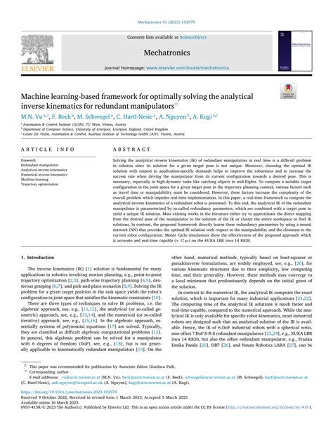 pdf machine learning based framework for optimally solving the analytical inverse kinematics