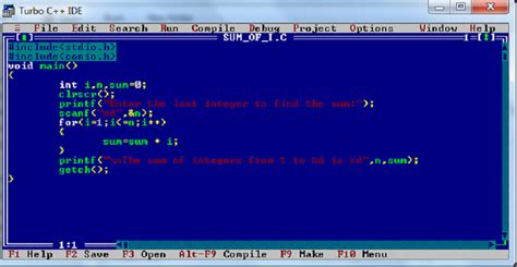 c language program to find sum of integers from 1 to n