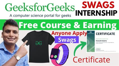 geeksforgeeks free course certificate internship free swags goodies gfg dsa interview