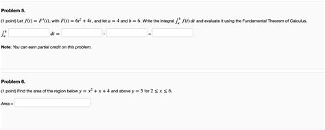 solved problem 5 1 point let f t f t with f t