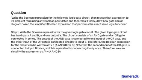 solved write the boolean expression for the following logic gate circuit then reduce that