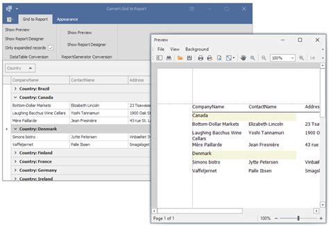 reporting winforms convert grid to report
