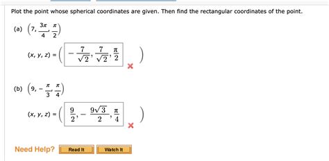 solved plot the point whose spherical coordinates are given