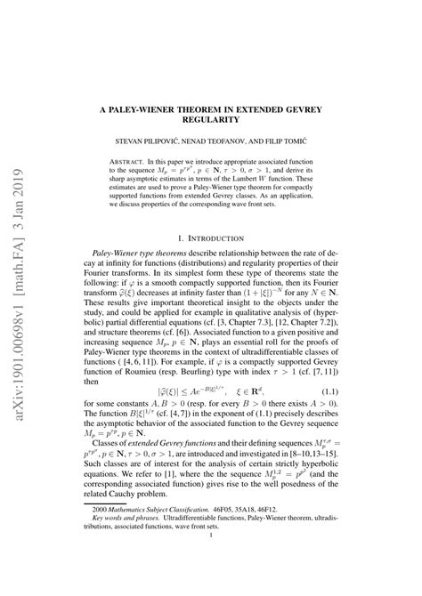 pdf a paley wiener theorem in extended gevrey regularity