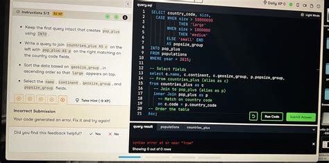 sql query failed r sql