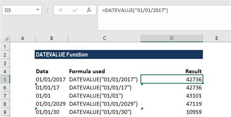DATEVALUE Function Formula How To Use Example