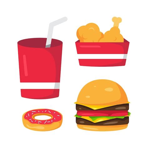 Evento de ilustración plana de comida chatarra Vector Premium