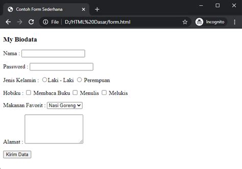 html dasar part 12 cara membuat form di html